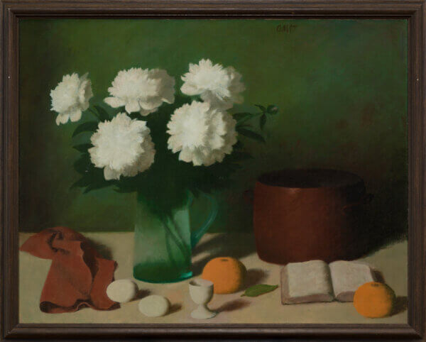 Olav Maran “Valged pojengid kahe muna ja kahe greibiga”, 2017. 72 x 92 ...