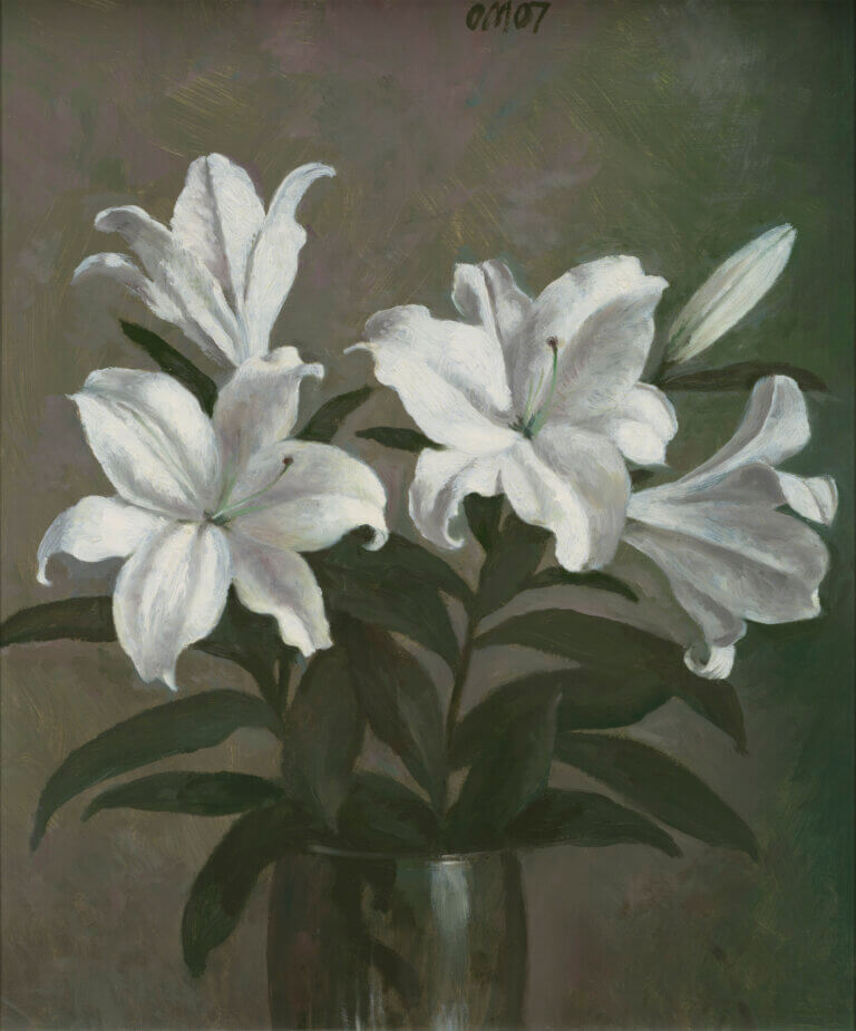 Olav Maran “Valged liiliad”, 2007. 53,5 x 44,5 cm. – Allee galerii
