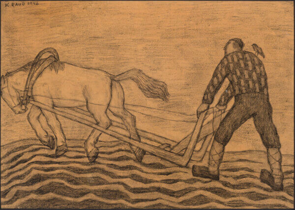 Kristjan Raud “Kündja”, 1942. Ava 20 x 28 cm. – Allee galerii