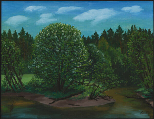 Lembit Sarapuu “Õitsev toomingas”, 1999-2000. 50 x 65 cm. – Allee galerii