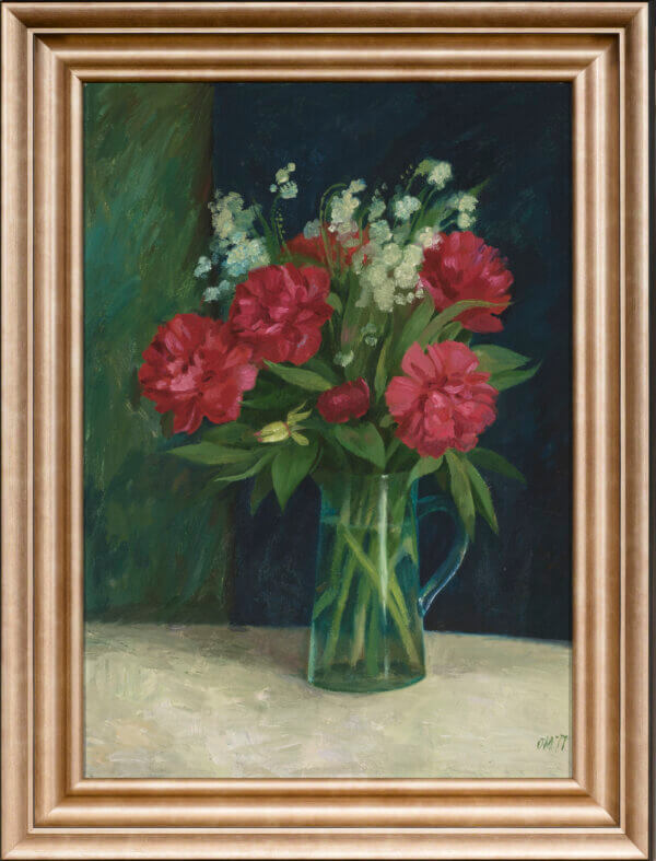 Olav Maran “Punased pojengid”, 1977. 50 x 70 cm. – Allee galerii