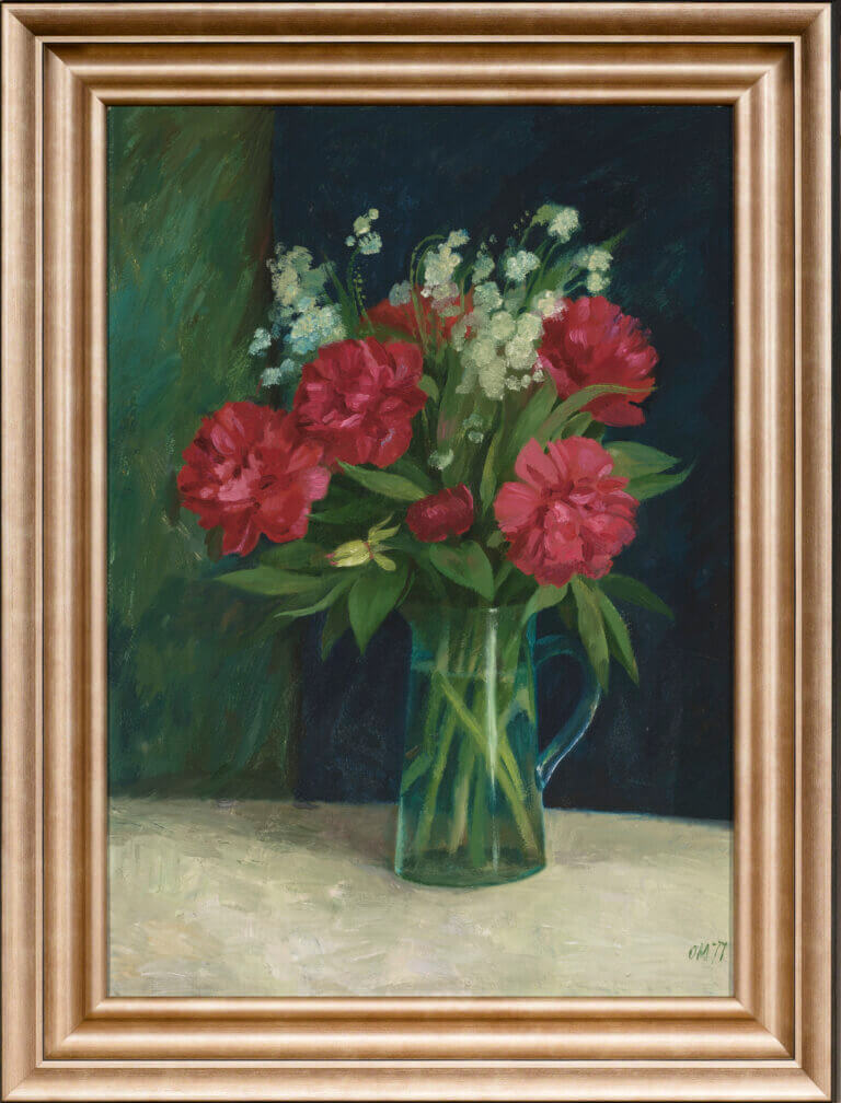 Olav Maran “Punased pojengid”, 1977. 50 x 70 cm. – Allee galerii