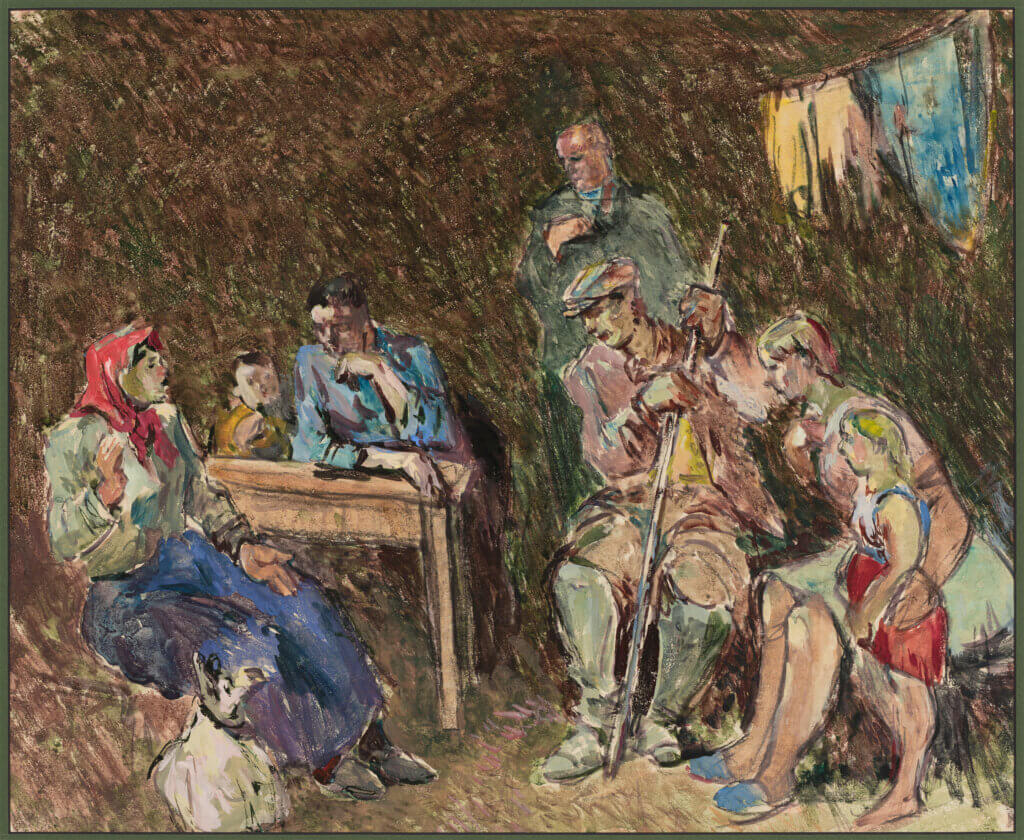 Ado Vabbe “Teekäijad öömajal”, 1956-1961. 45,2 x 56,2 cm – Allee galerii